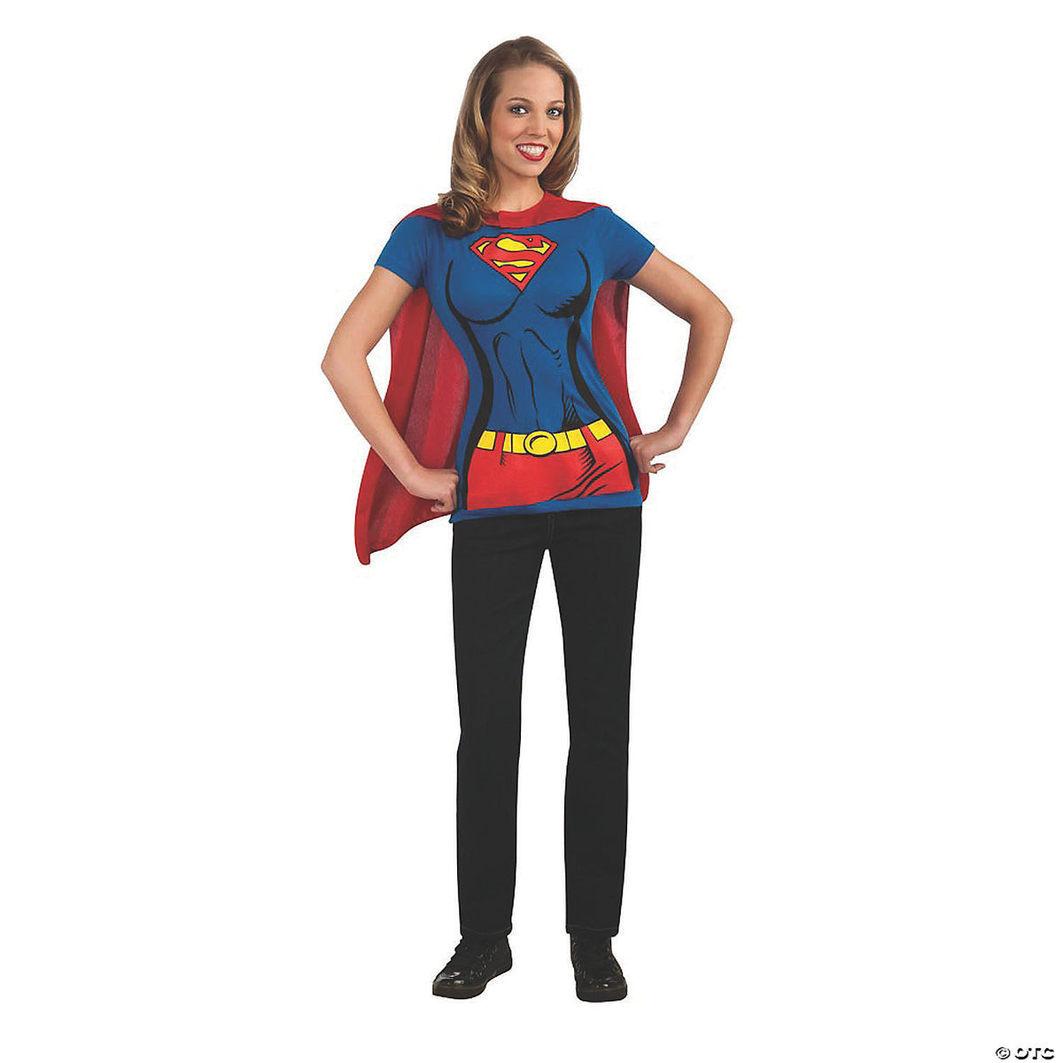 Women's Supergirl Shirt Costume with Cape — Cosplay Supplies Inc